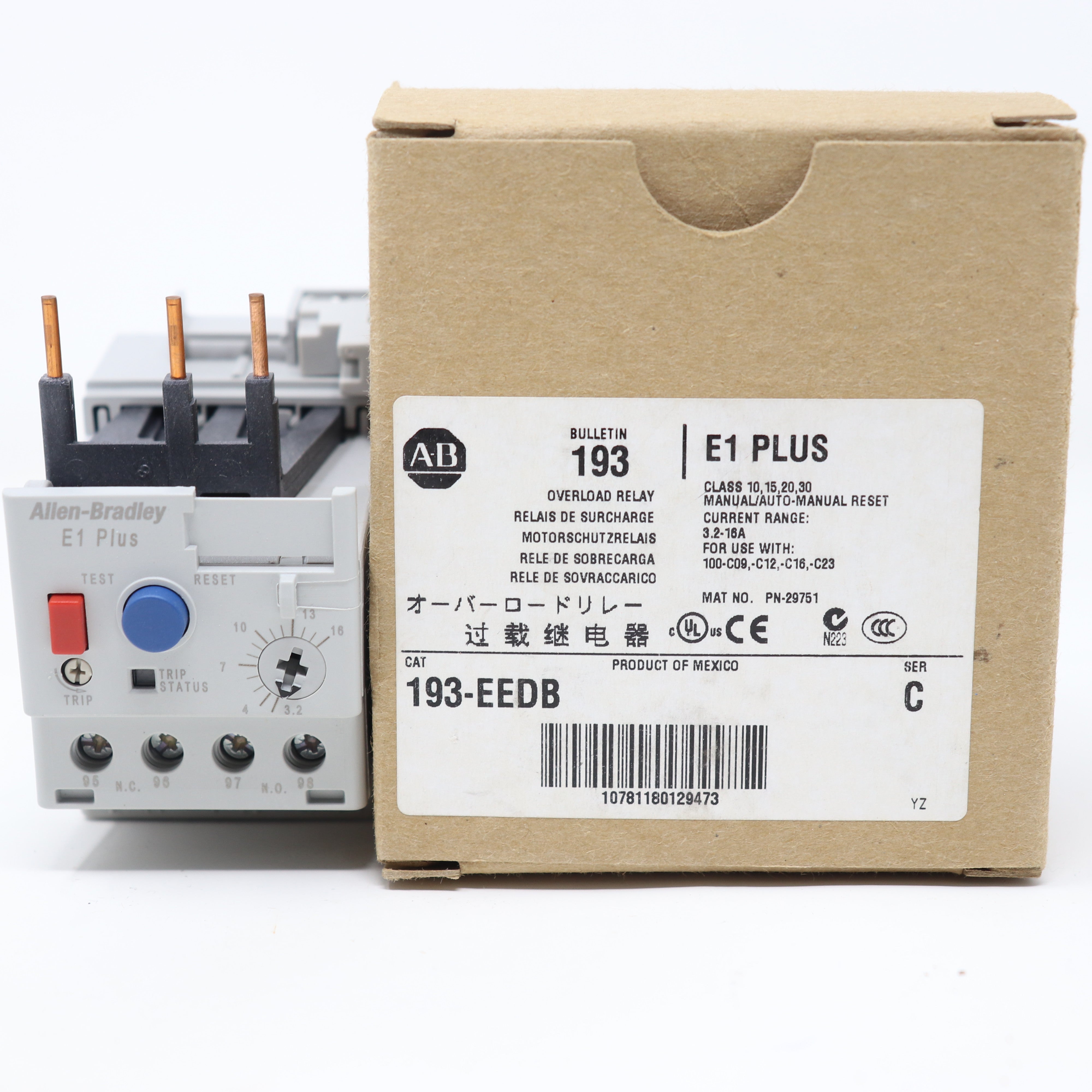 Allen Bradley 193-EEDB Overload Relay E1 Plus Series C 3 Pole 3.2-16 A