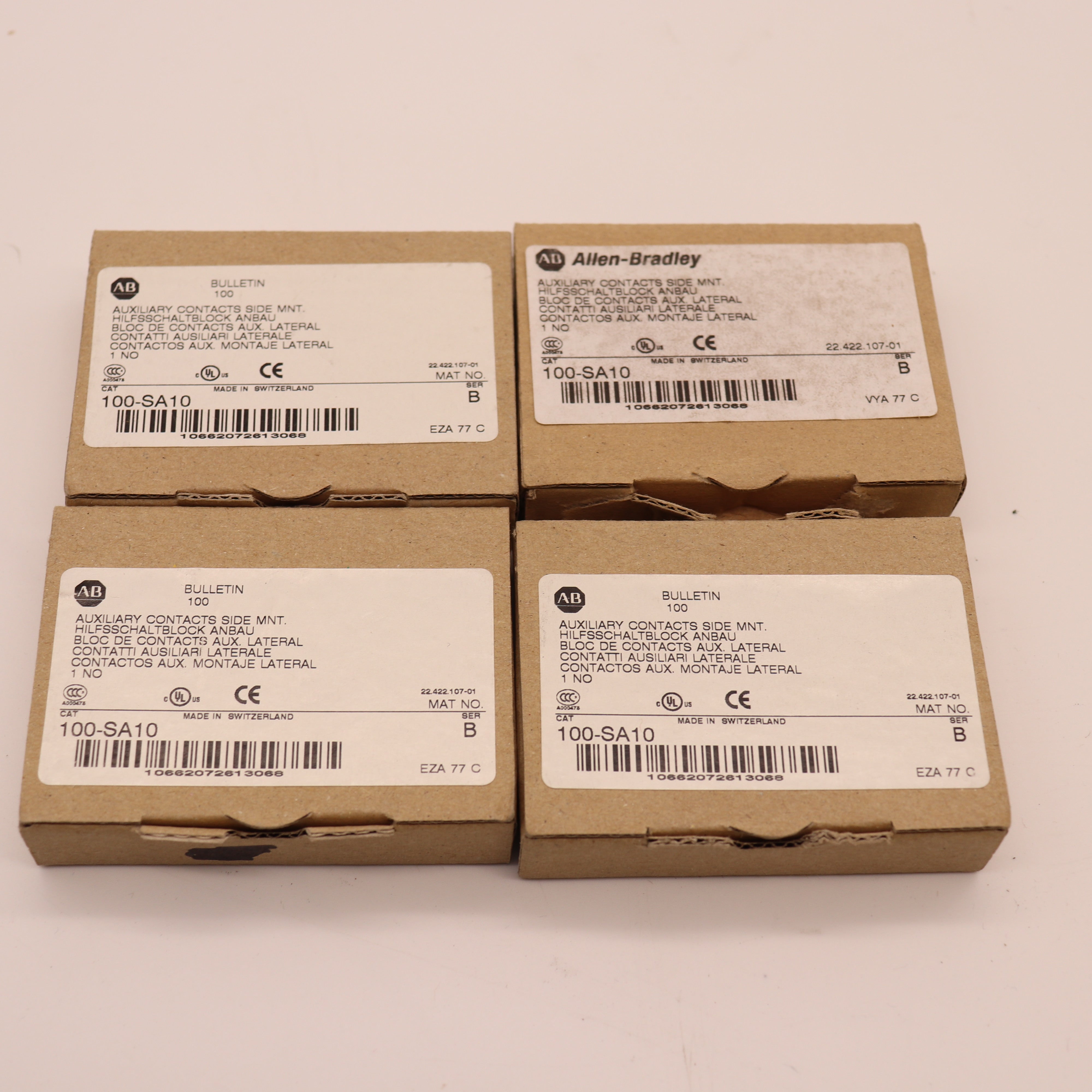 Lot of (4) Allen Bradley Auxiliary Contacts 100-SA10 Ser B