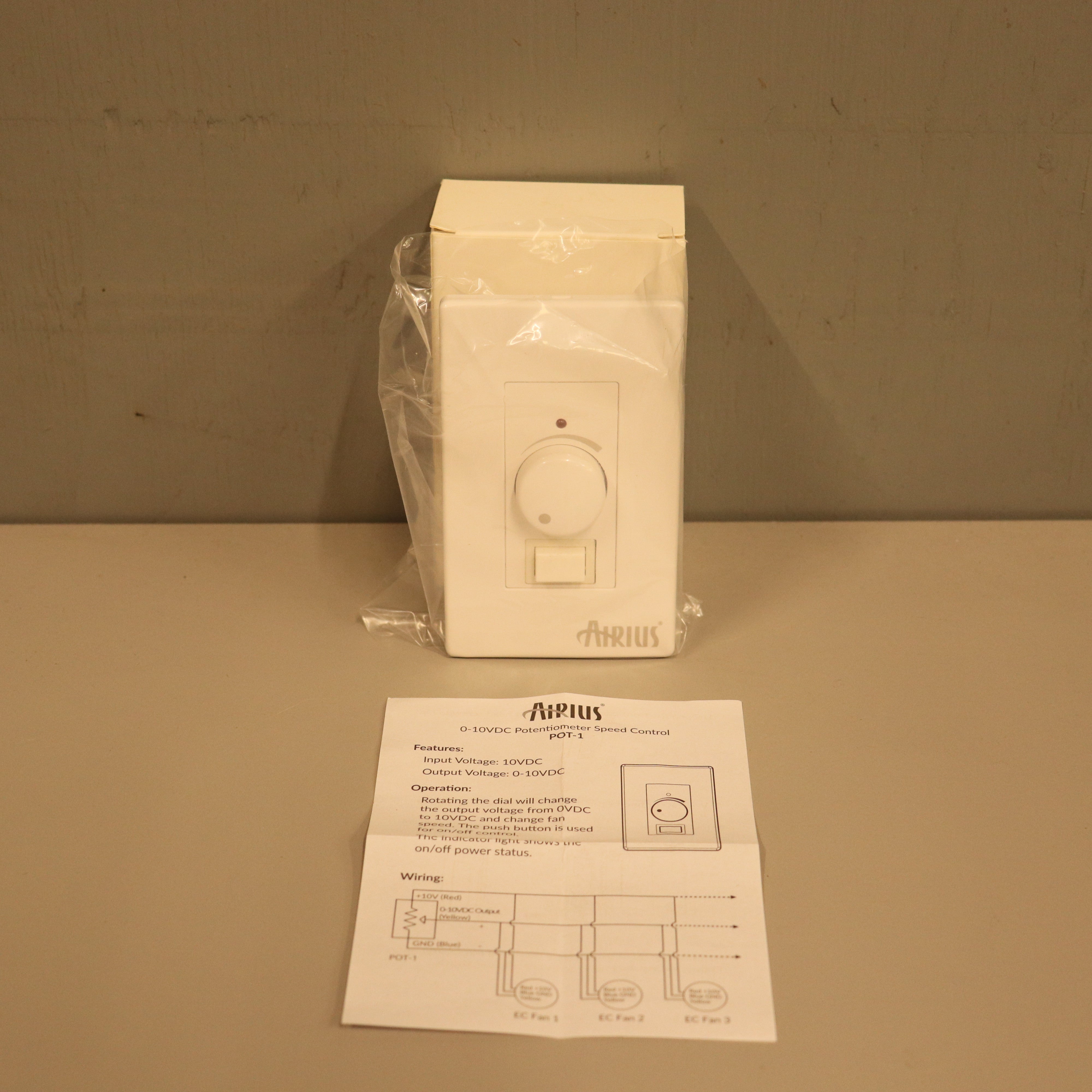 Airius 0-10VDC Potentiometer Speed Control POT-1