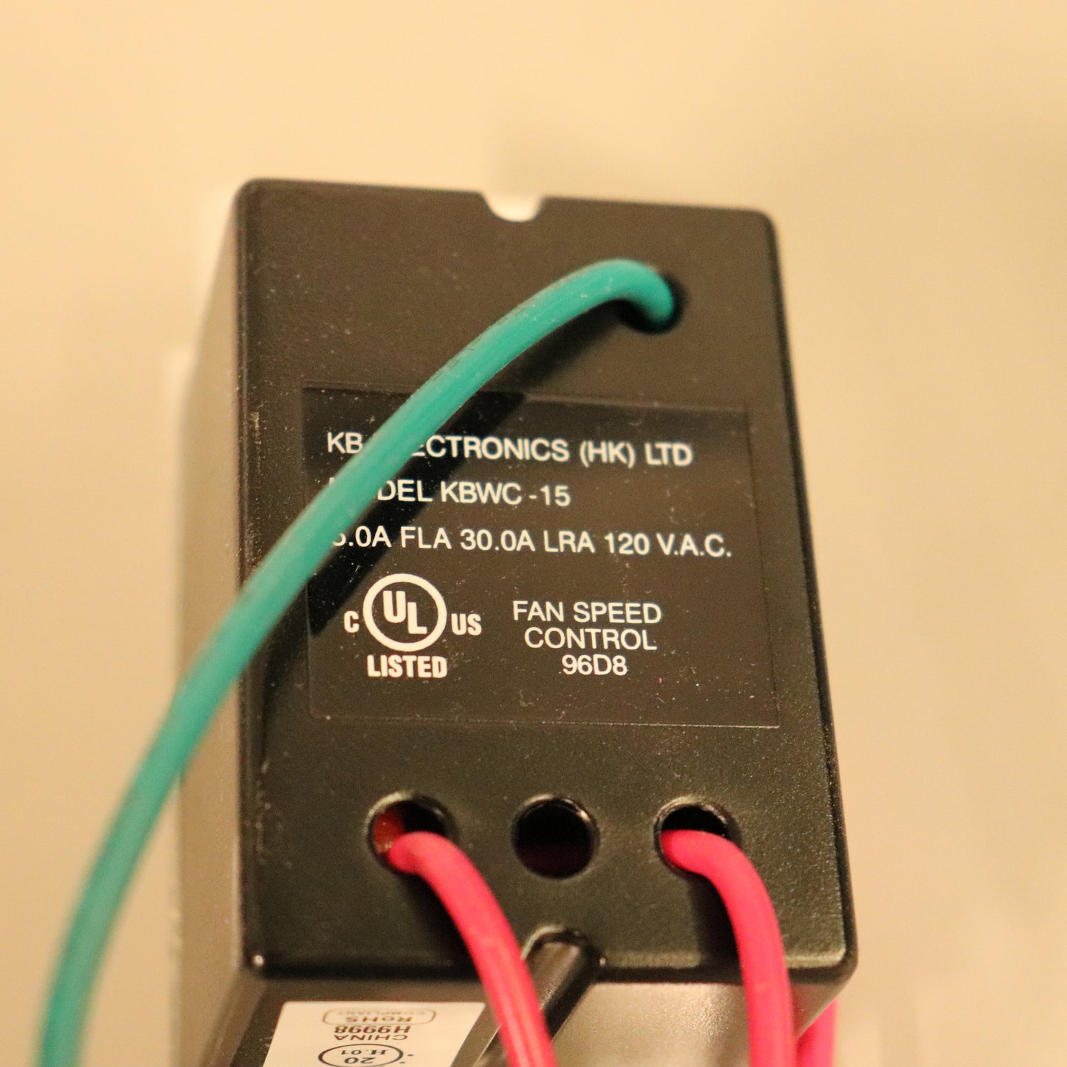 10 KB Electronics Solid State Fan Motor Speed Control 5A FLA 30A LRA K