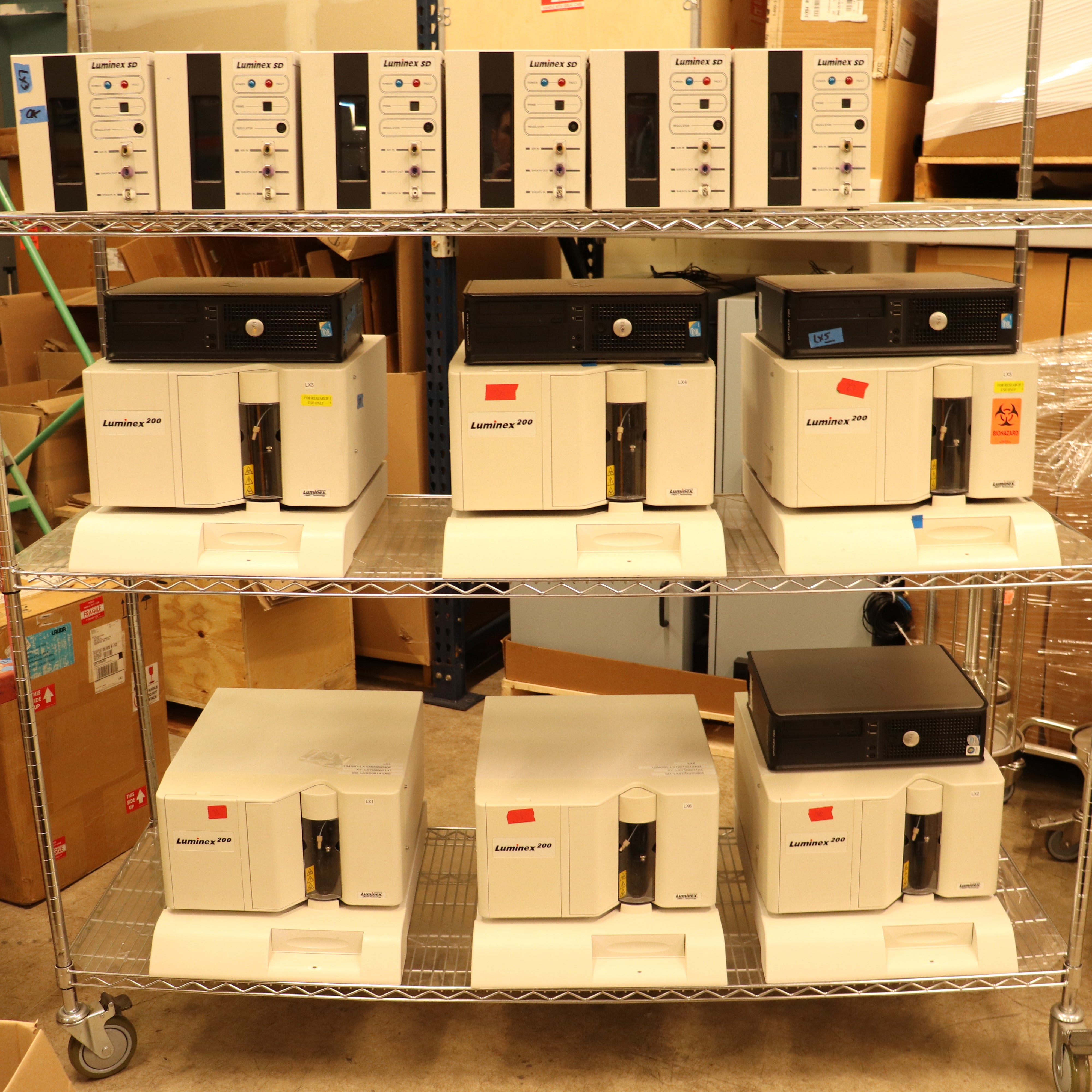 Lot of (6) Luminex 200 xMap multiplex Ruo with SD & XYP Bio-Rad Bio-Pl