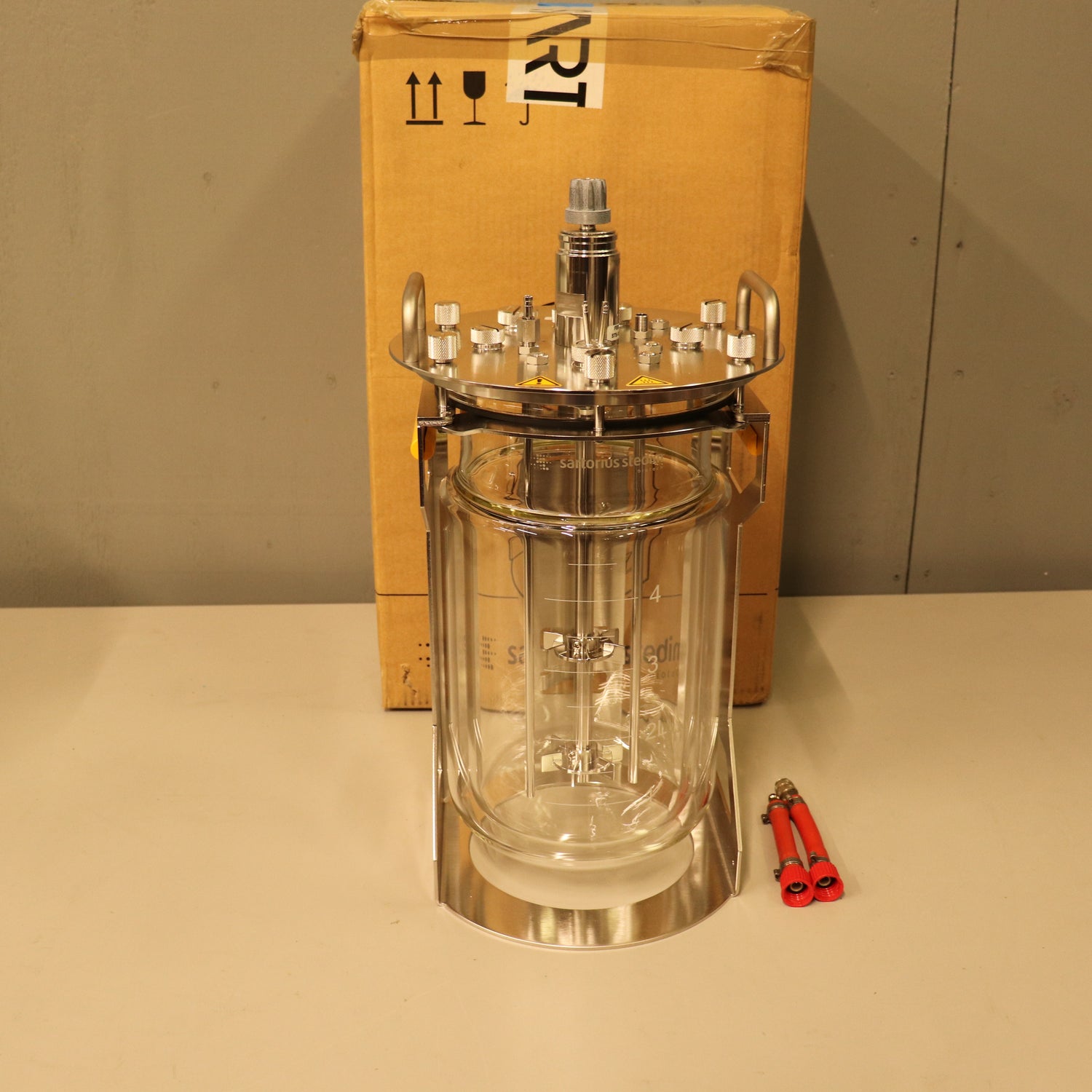 Sartorius Stedim 5L Double Wall Jacketed Glass Bioreactor Fermenter Un