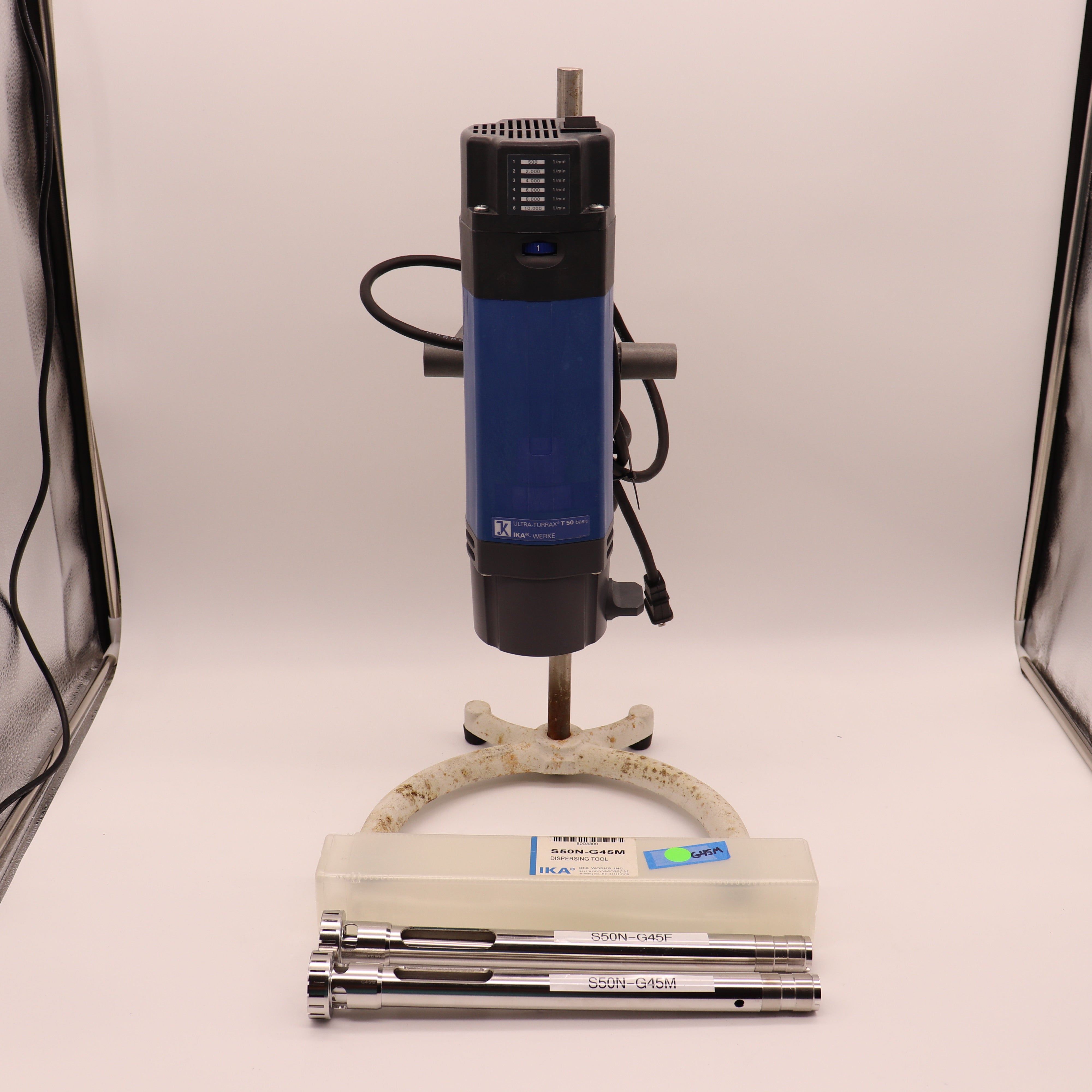 Ika Ultra Turrax T50 B S1 Basic Homogenizer w/ Stand & 2 Dispersing El