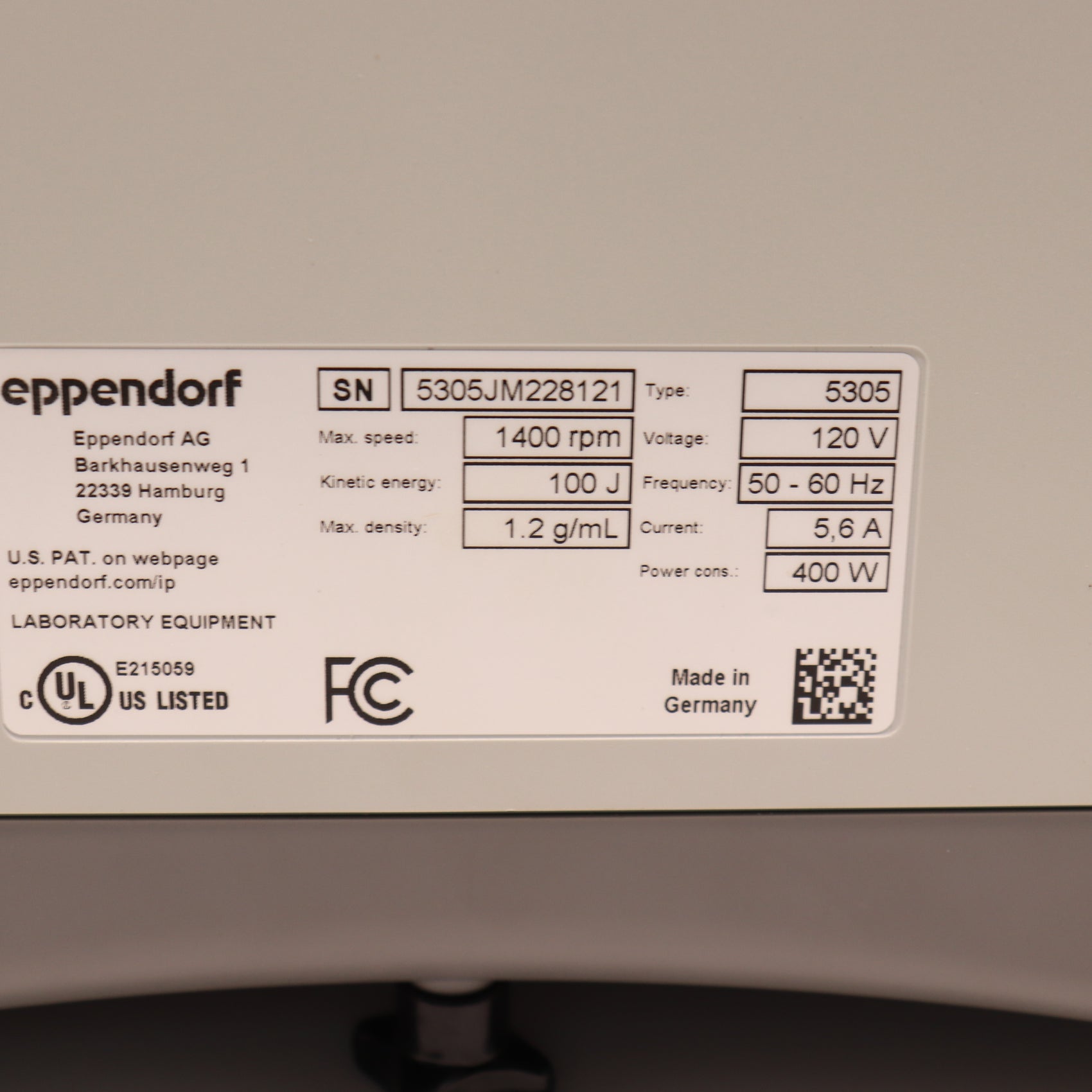 Eppendorf Vacufuge plus Centrifuge Concentrator 5305 w/ A-2-VC Rotor