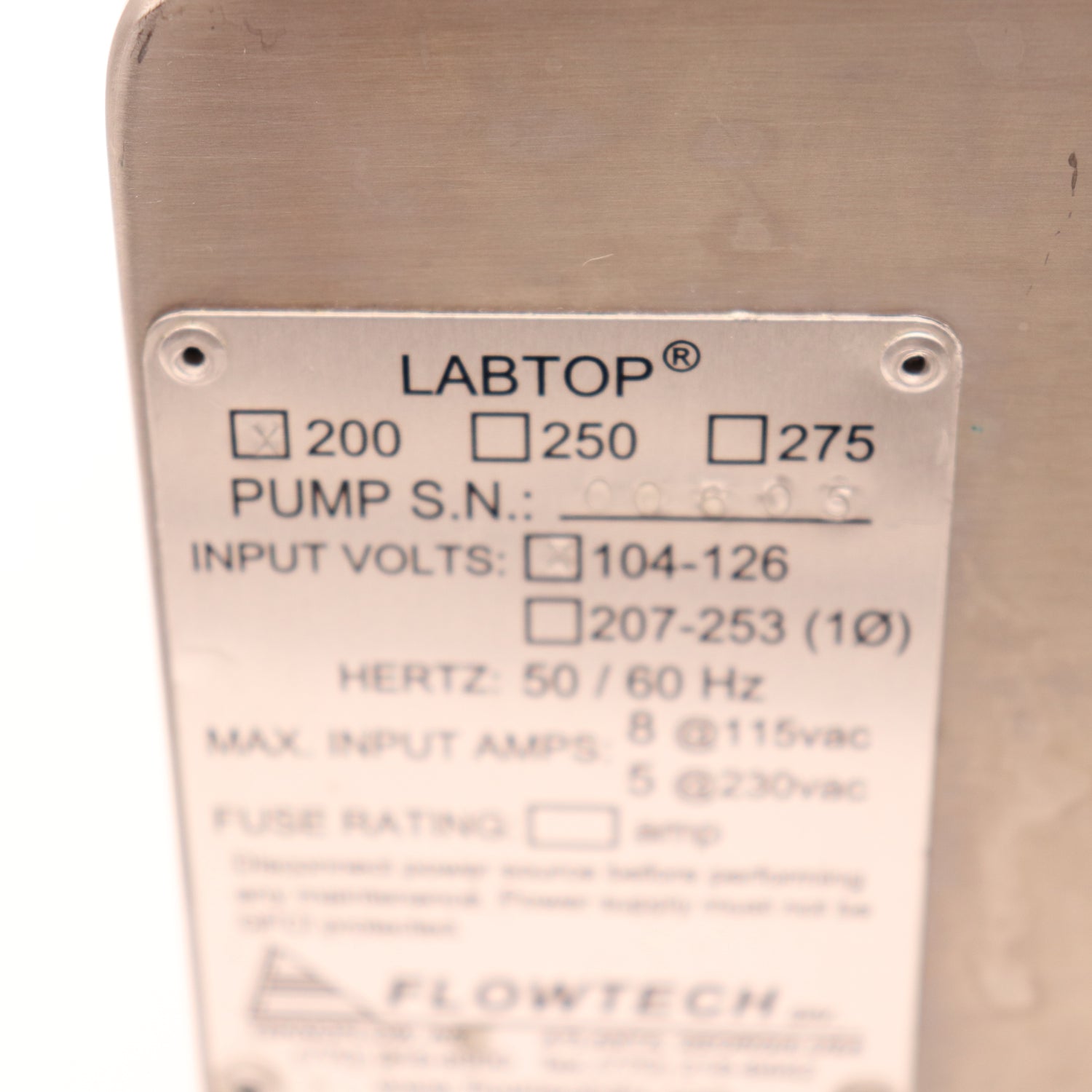 Teknoflow Flowtech Labtop 200 Integrated Pump