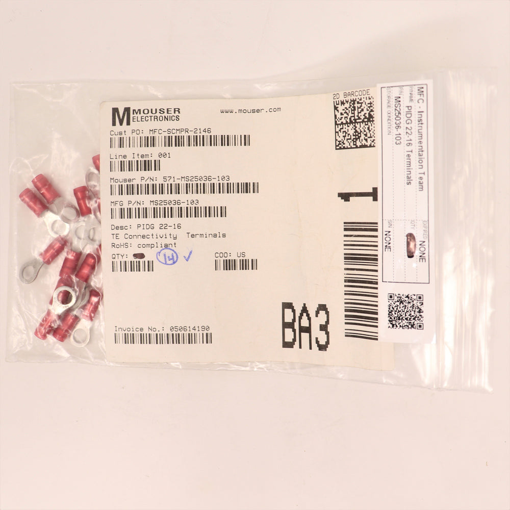 14 Pack TE Connectivity Terminal MS25036-103