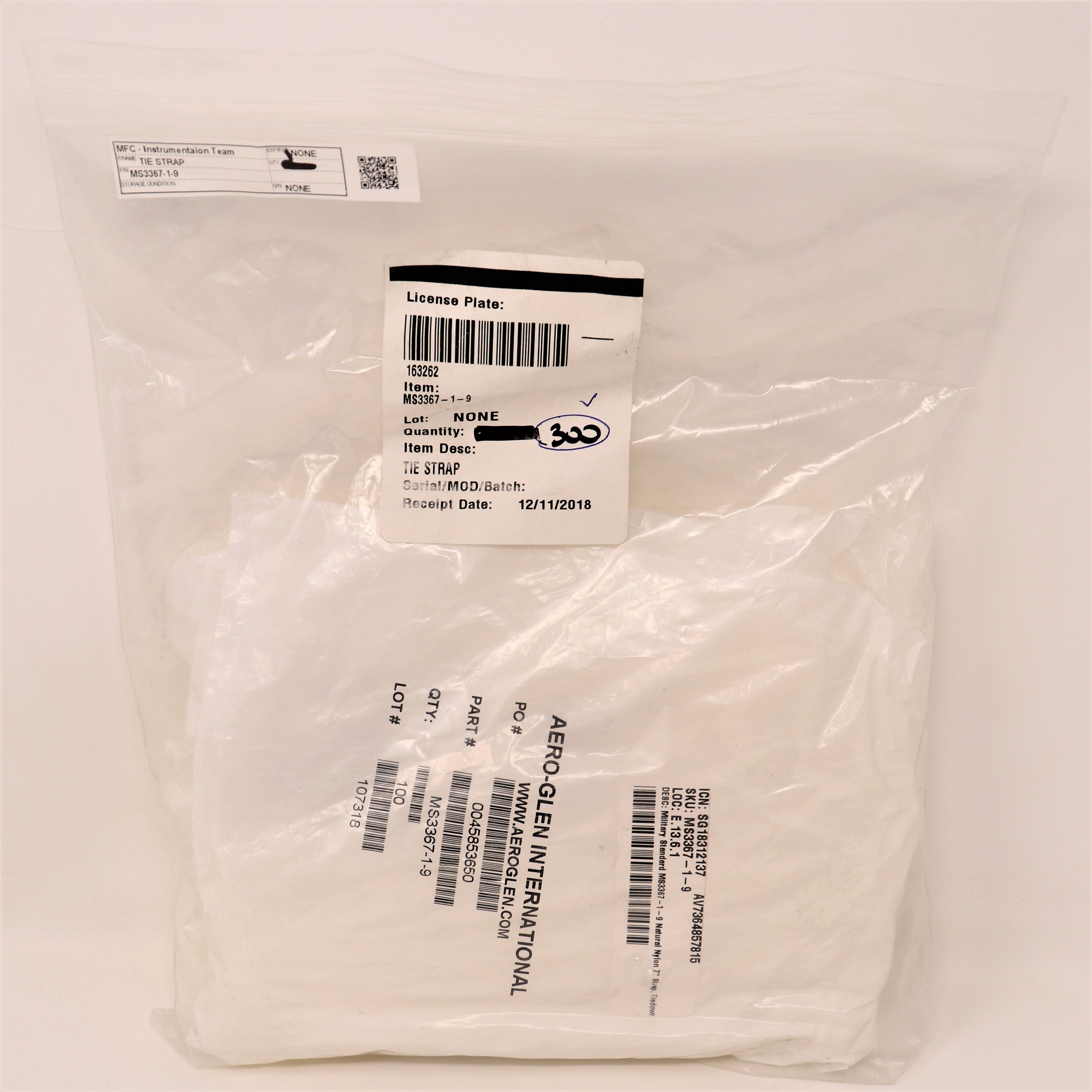 300 Pack Aero Glen Cable Tie MS3367-1-9