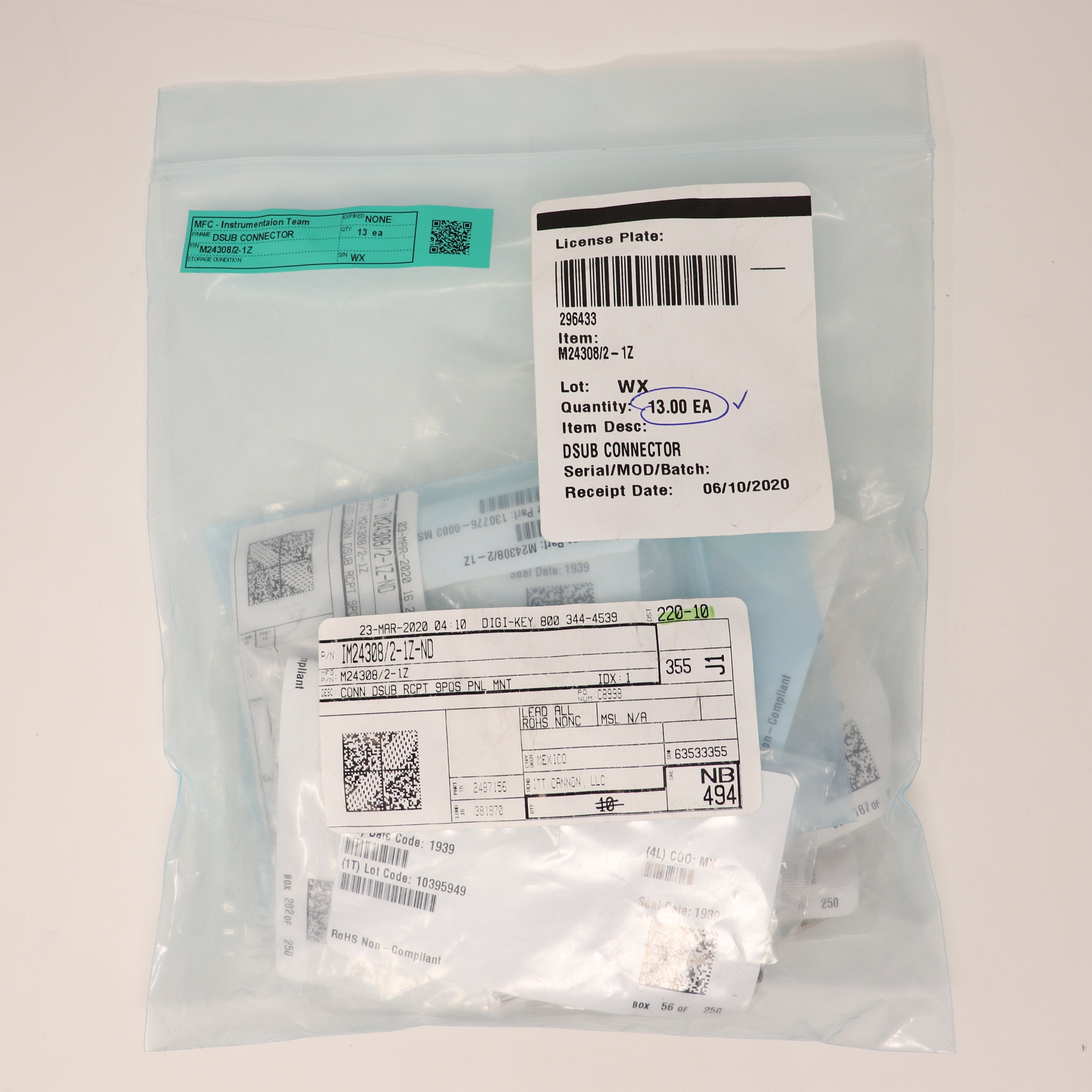 13 Pack ITT Cannon D-Sub Connector M24308/2-1Z