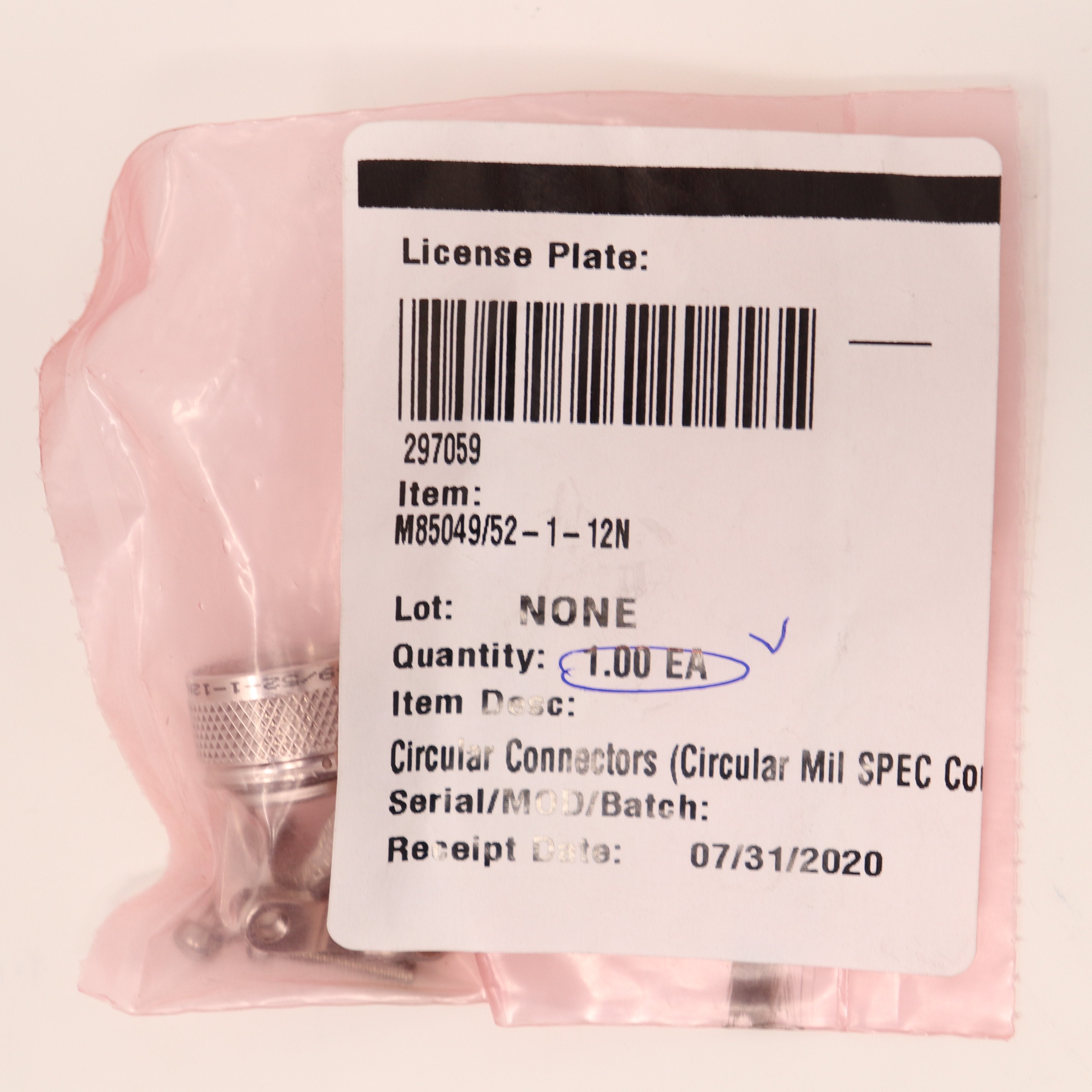 Sunbank Backshell Connector 07418 M85049/52-1-12N