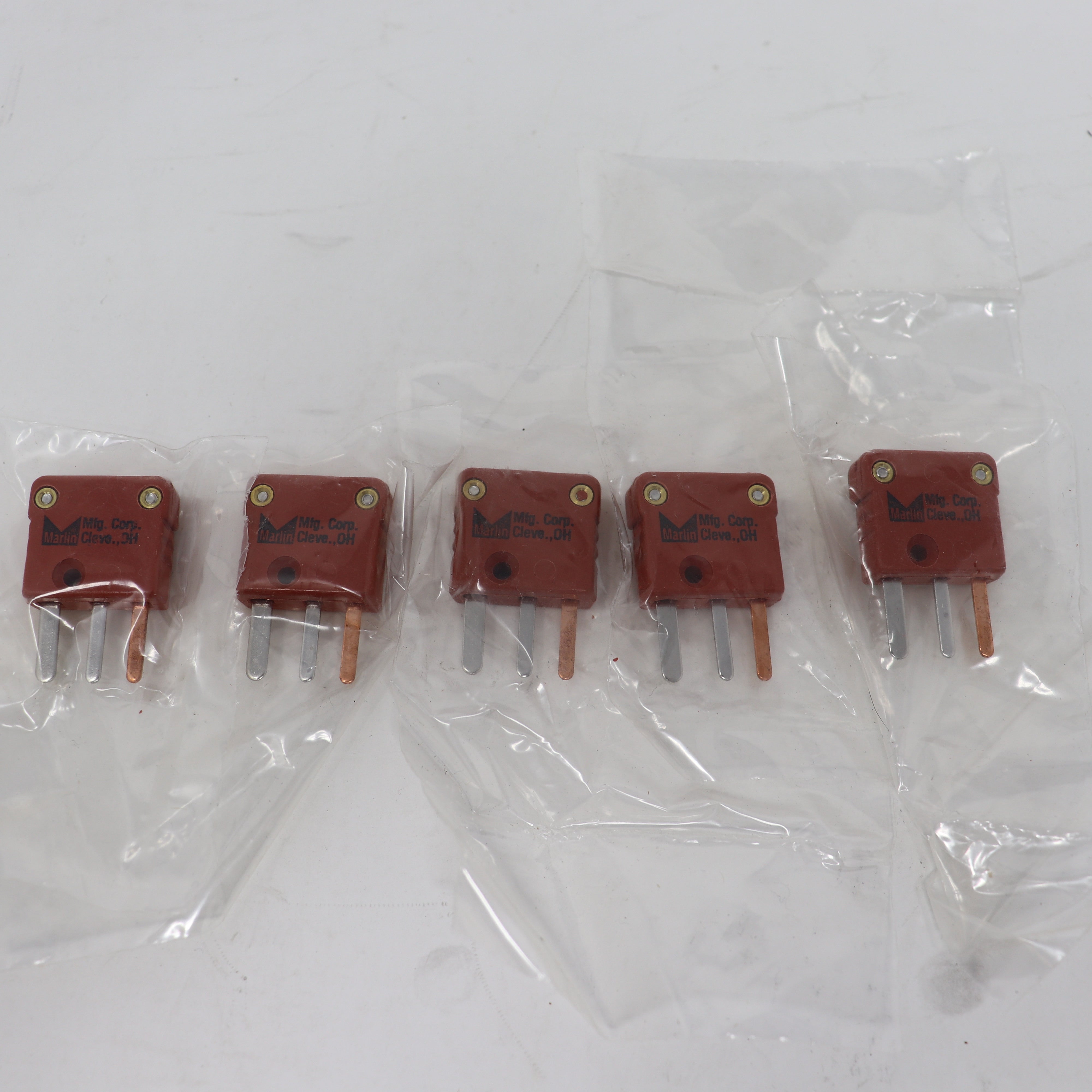 Lot of (5) Marlin High Temp Mini Type-K 3-Pole Thermocouple Plugs & Ja