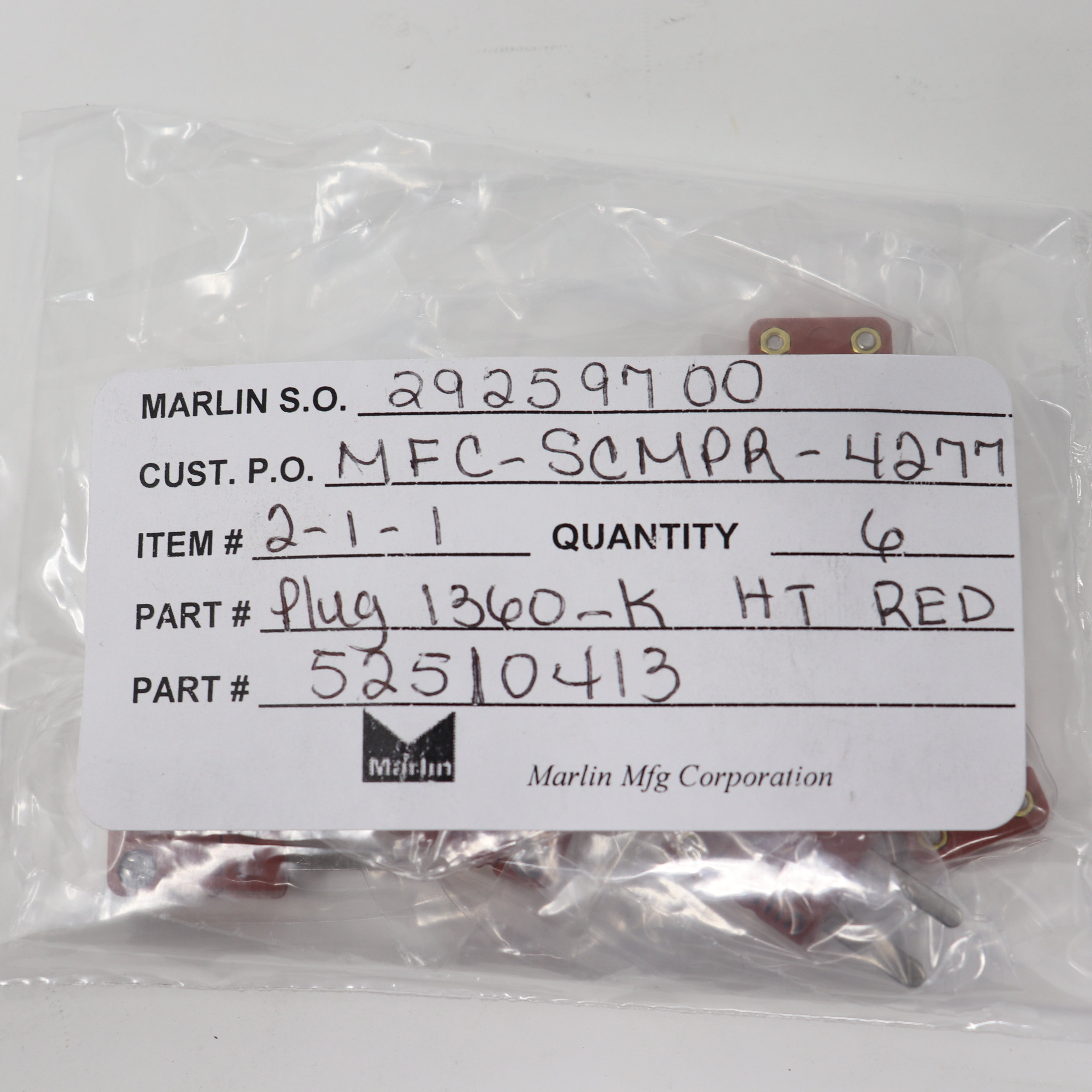 6-Pack Marlin 2 Pole Mini Plug Type K Red High Temp HT 1360-K