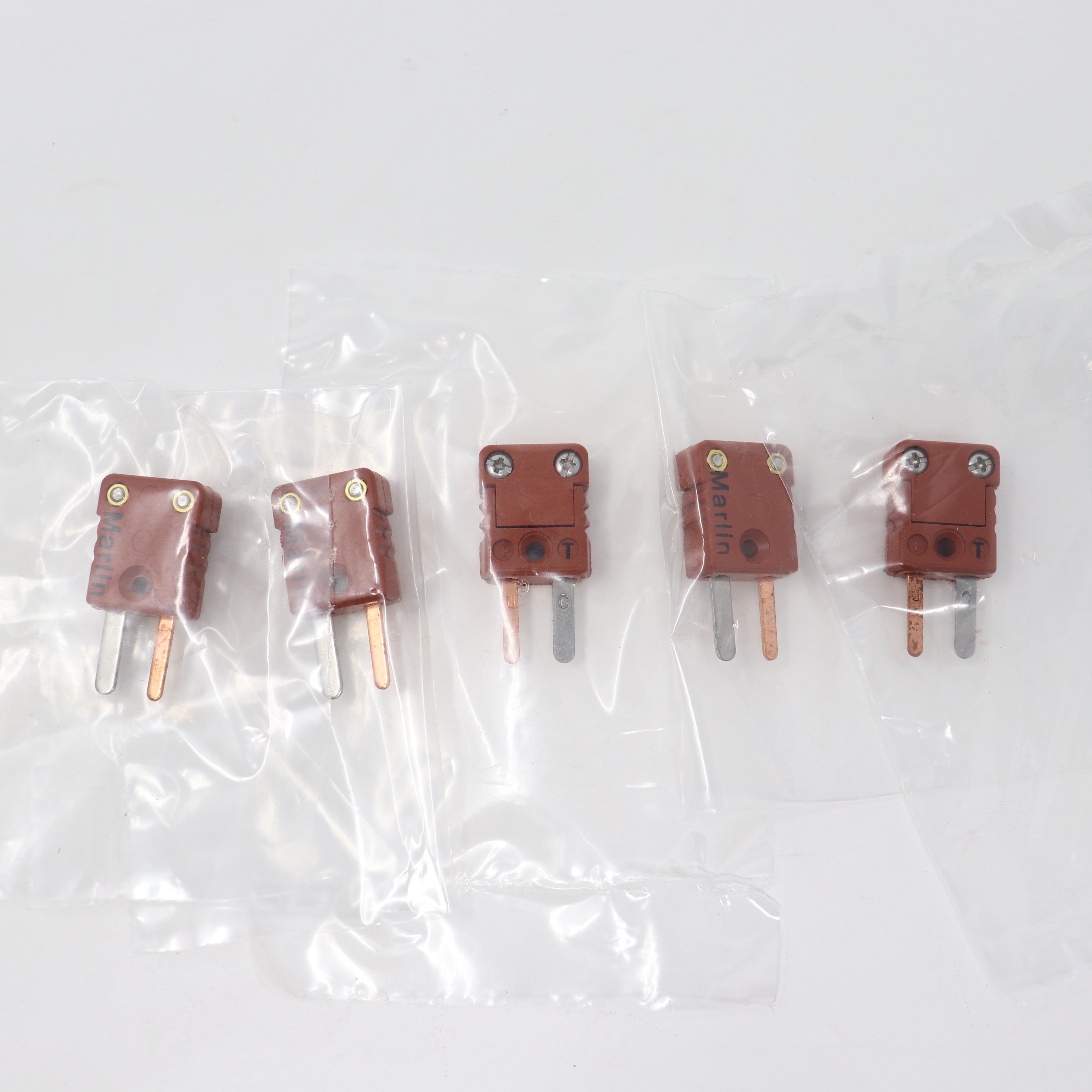 5-Pack Marlin 2 Pole Mini Plug Type T Red High Temp HT 1360-T