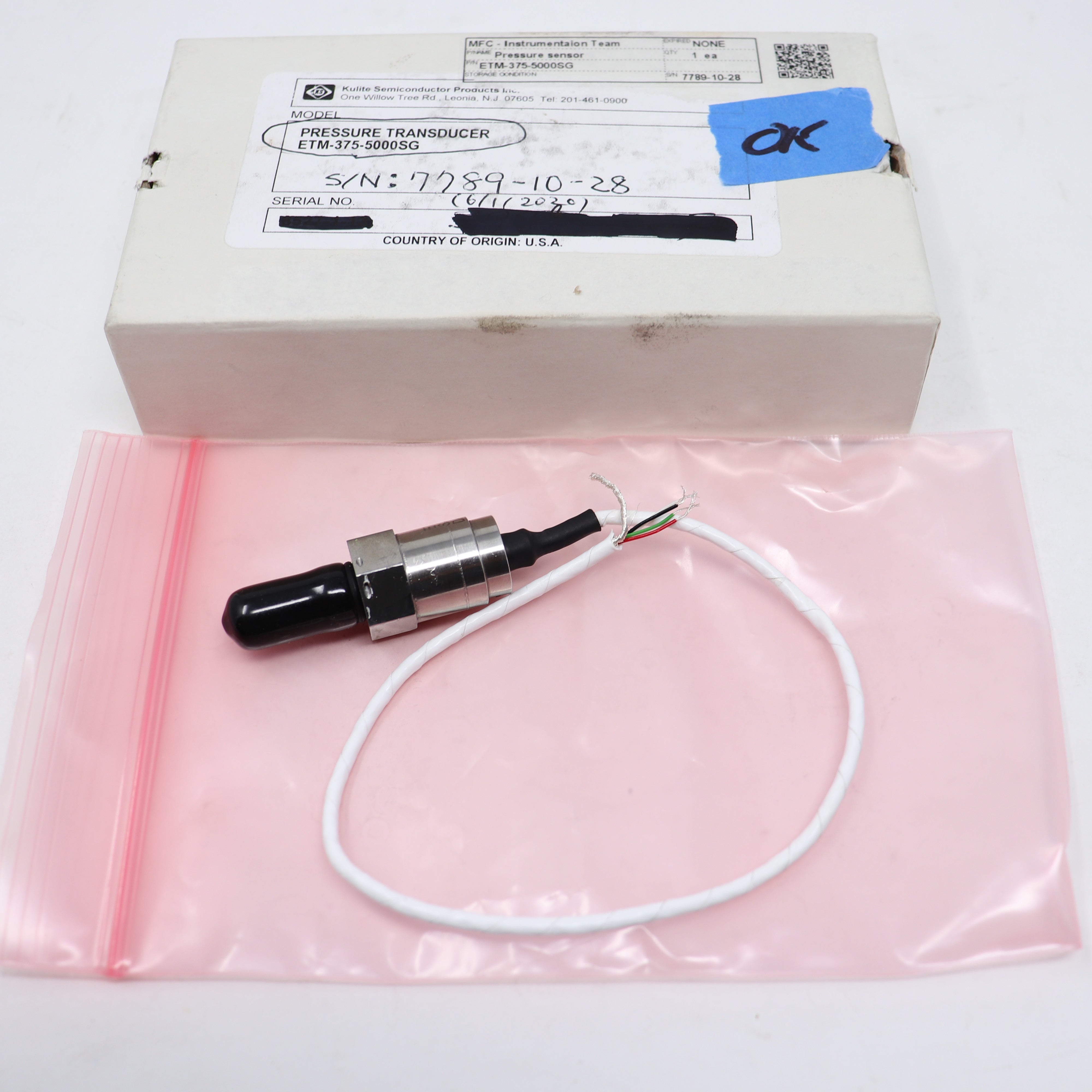 Kulite 4 Wire 5Vdc Pressure Transducer ETM-375-5000SG
