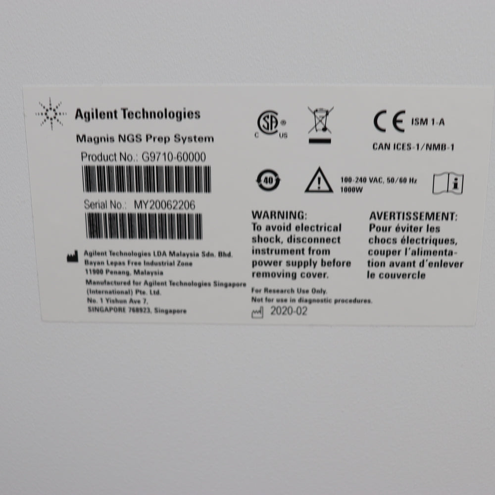 Agilent Magnis NGS Library Prep System G9710AA G9710-60000