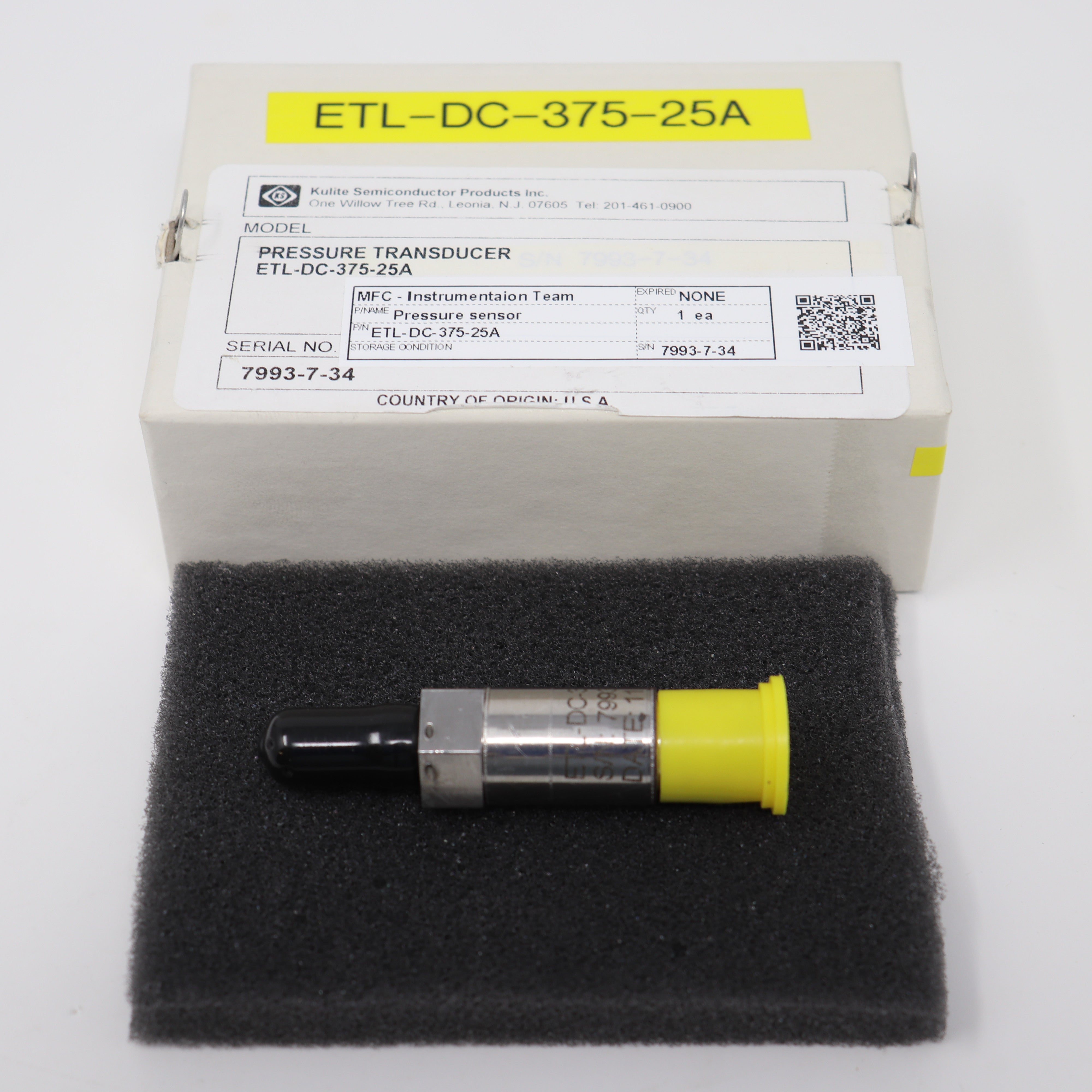 KULITE 5 VDC OUTPUT PRESSURE TRANSDUCER ETL-DC-375-25A