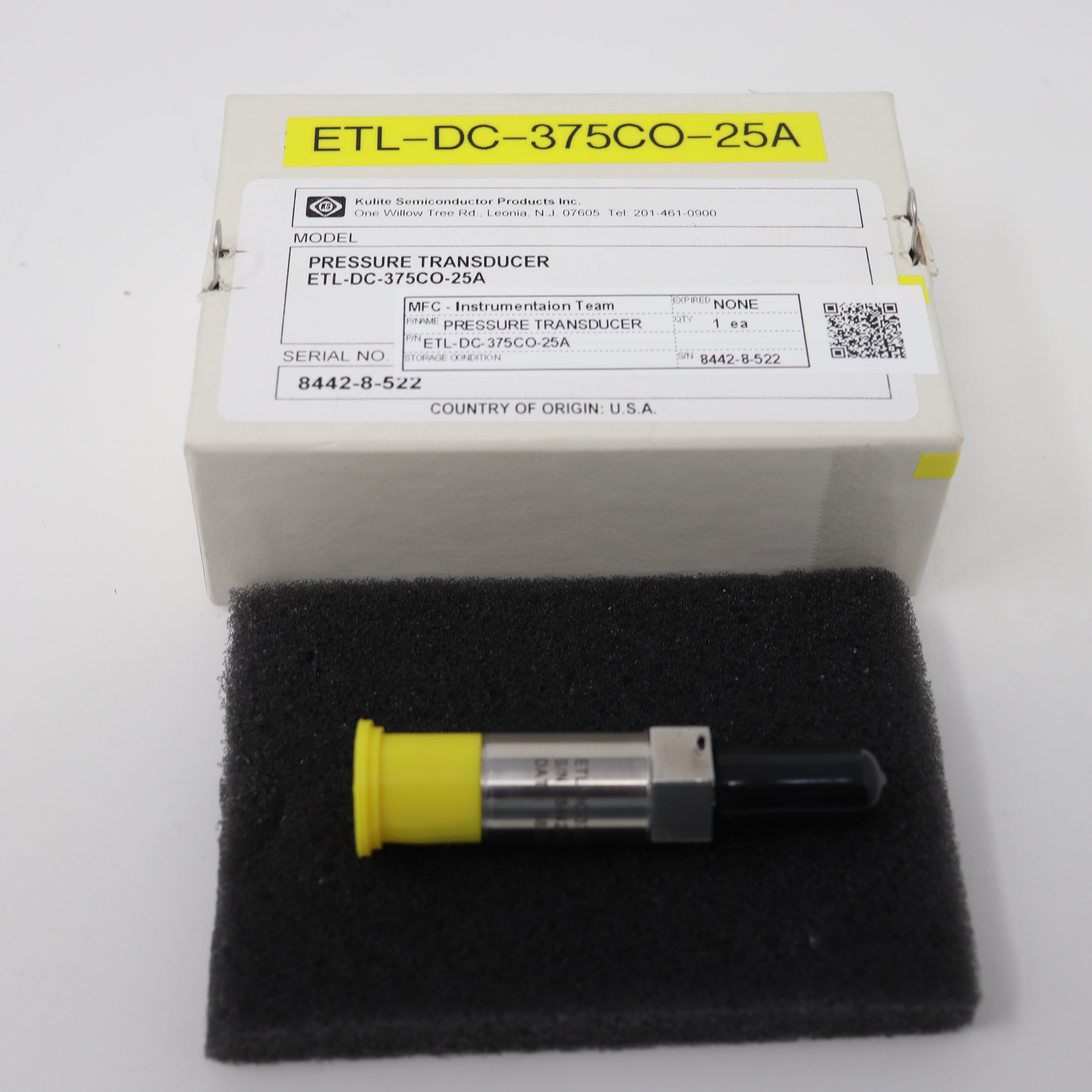 KULITE 5 VDC OUTPUT PRESSURE TRANSDUCER ETL-DC-375CO-25A
