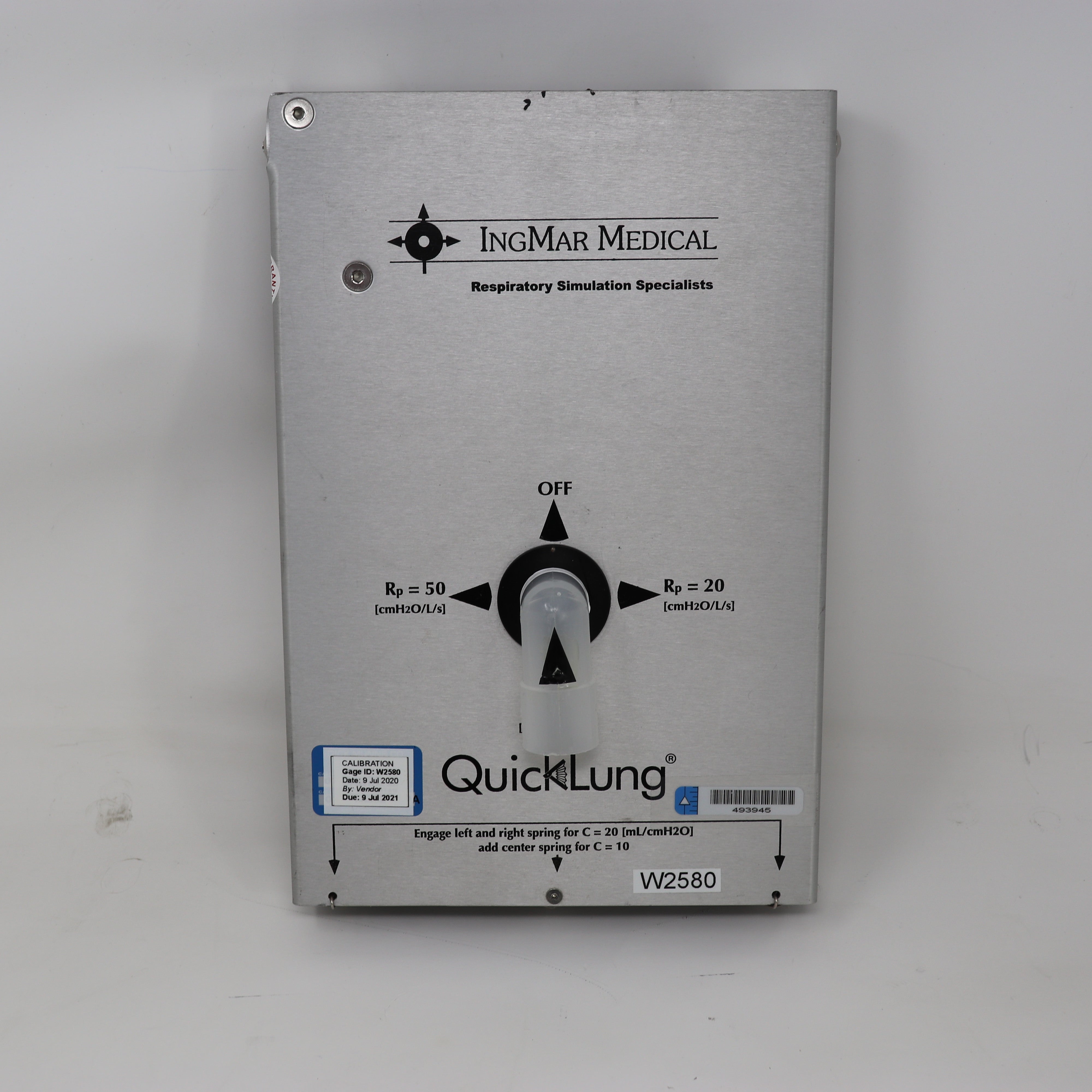 IngMar Medical QuickLung Test Lung for Ventilator Testing