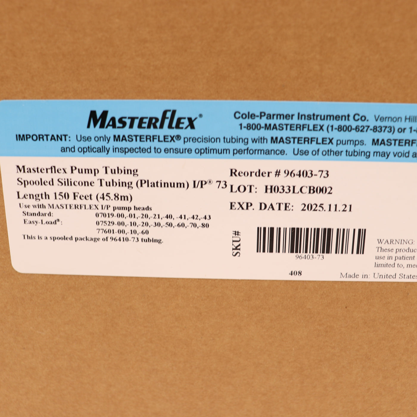 Masterflex Precision Peristaltic Pump Tubing I/P 26 73 82